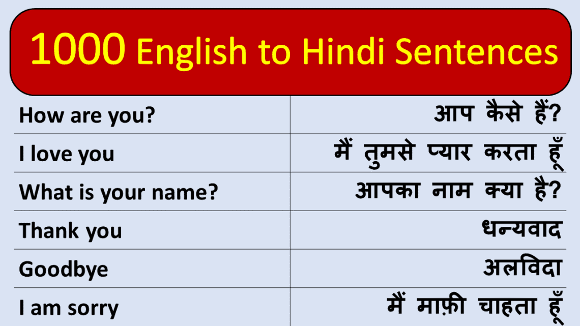 1000 English To Hindi Sentences PDF Engrary