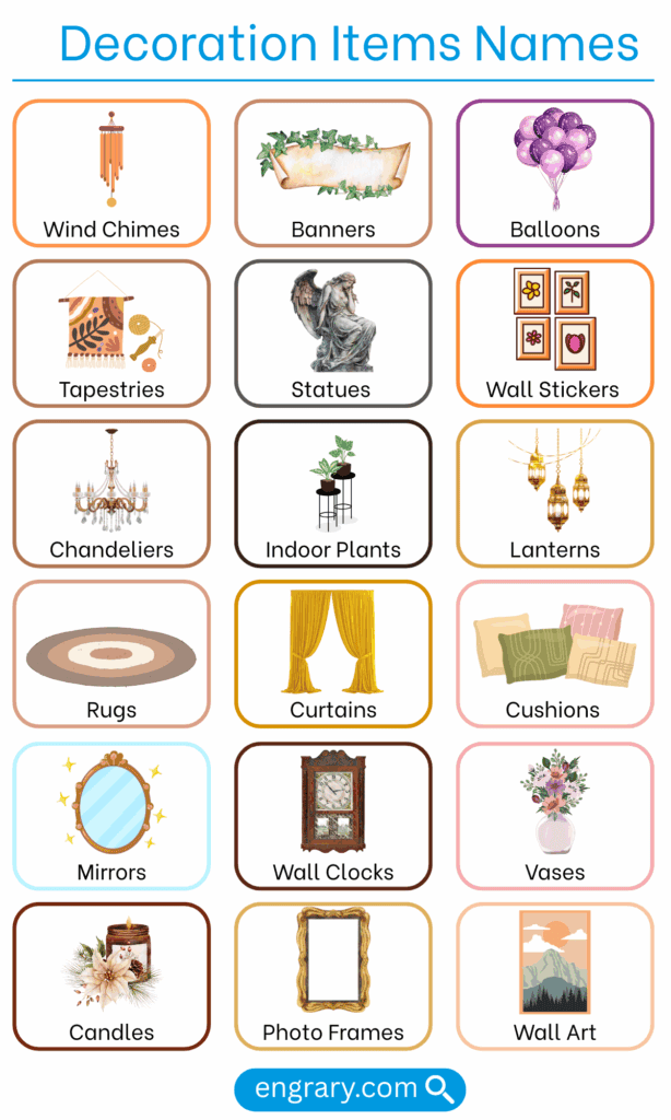 Decoration Items Names List in English-Visual Guide • Engrary