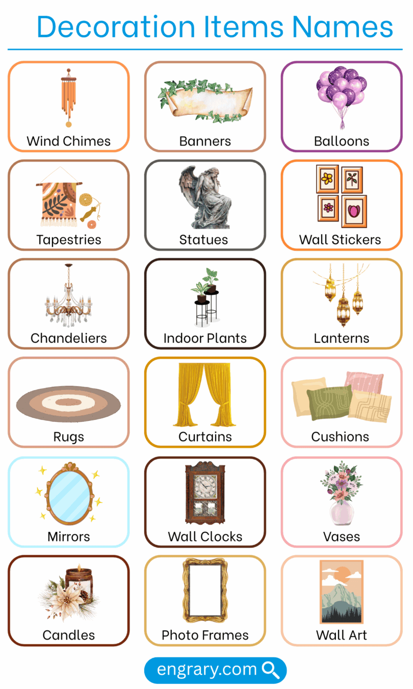 Decoration Items Names List in English-Visual Guide • Engrary