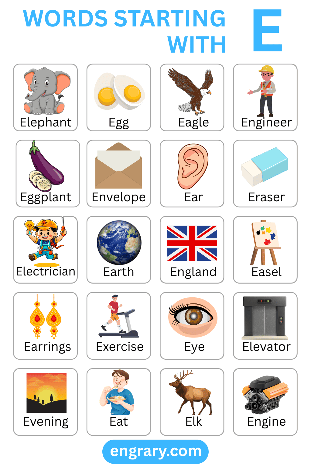 300+ Words Starting with E in English • Engrary