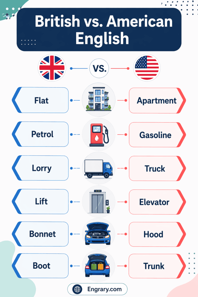 100 British vs American English Words with Meanings • Engrary