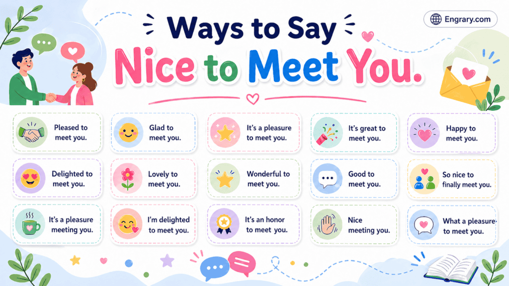 40+ Ways to Say Nice to Meet You in English with Examples • Engrary