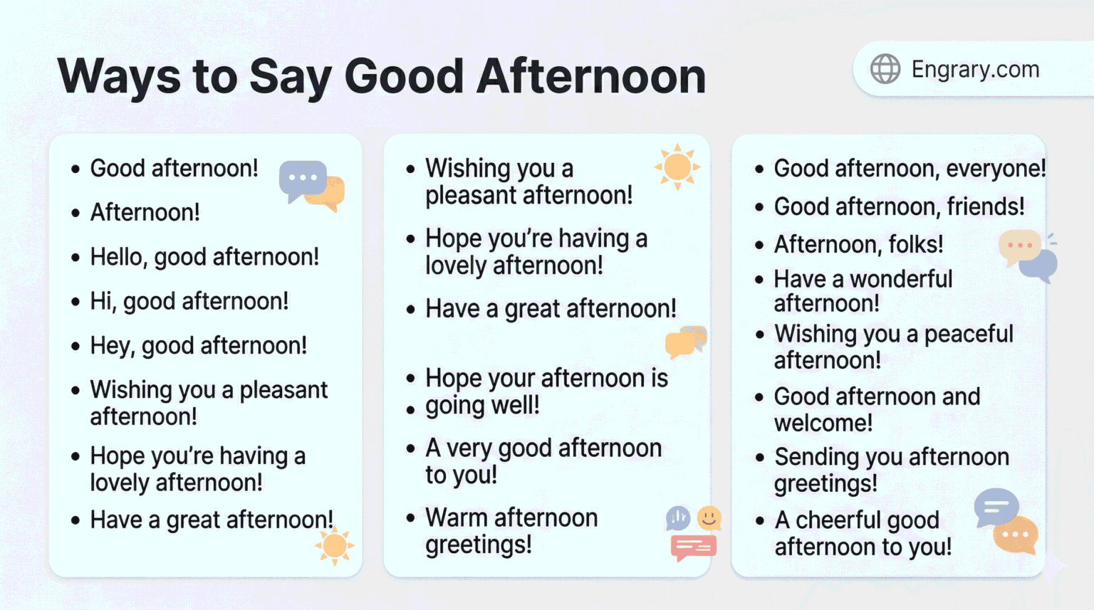40 Easy Ways to Say Good Afternoon in English • Engrary