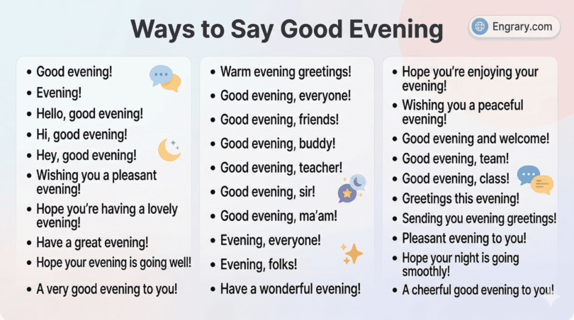 60 Different Ways to Say Good Evening in English with Examples • Engrary