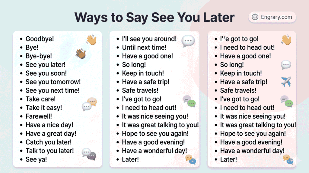 50+ Common Ways to Say See You Later in English • Engrary