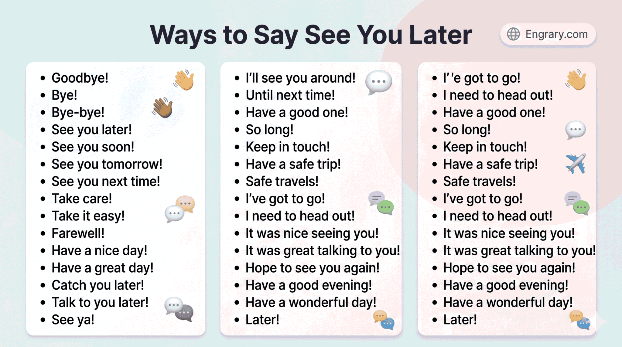 50+ Common Ways to Say See You Later in English • Engrary