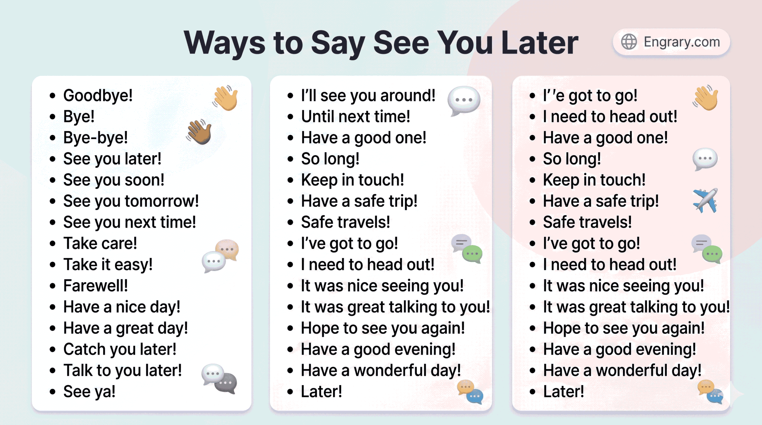 50+ Common Ways to Say See You Later in English • Engrary