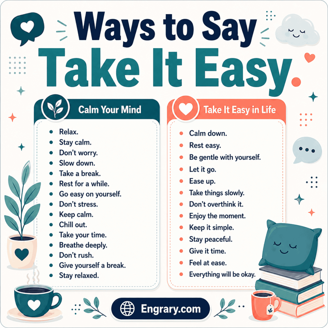 55 Gentle Ways to Say Take It Easy in English • Engrary