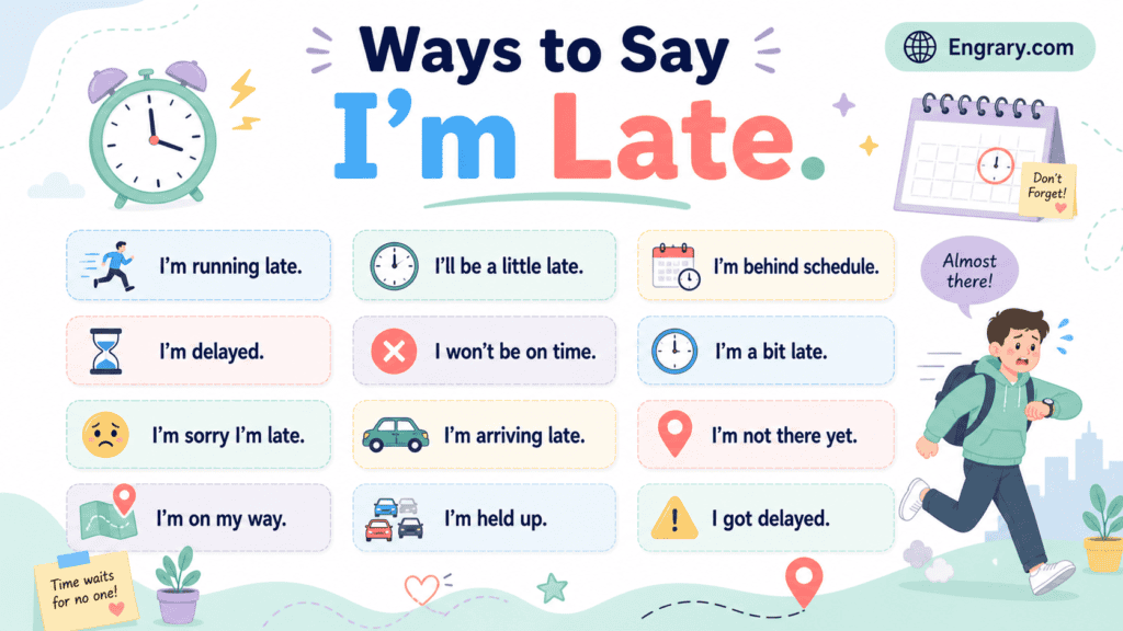 90 Professional and Casual Ways to Say “I’m Late” in English • Engrary