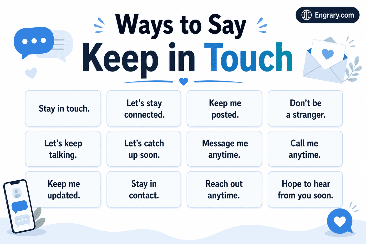 80 Polite Ways to Say Keep in Touch in English • Engrary