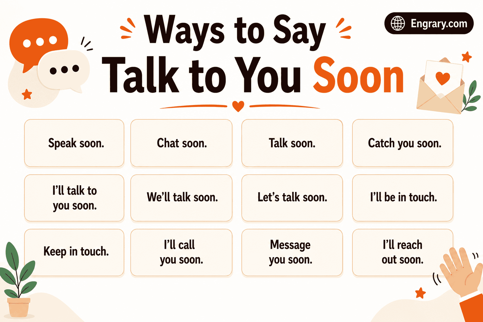 64 Talk to You Soon Alternatives in English • Engrary