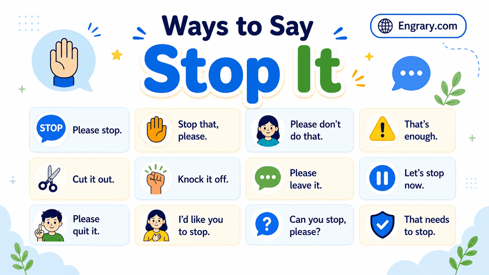 70 Stop It Alternatives for Polite and Firm Situations • Engrary