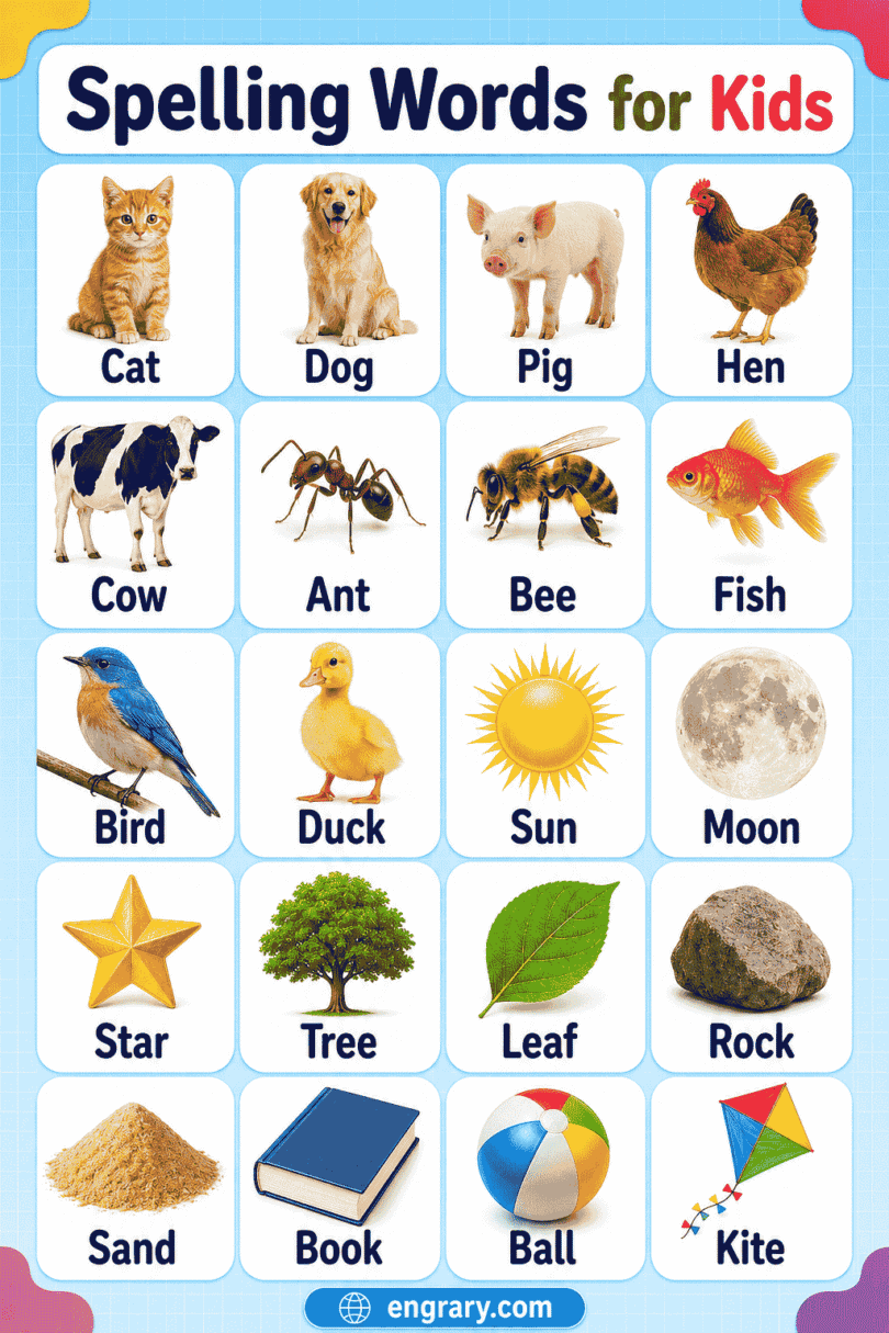 Spelling Words for Kids with Lists, Sentences, and Practice Ideas • Engrary