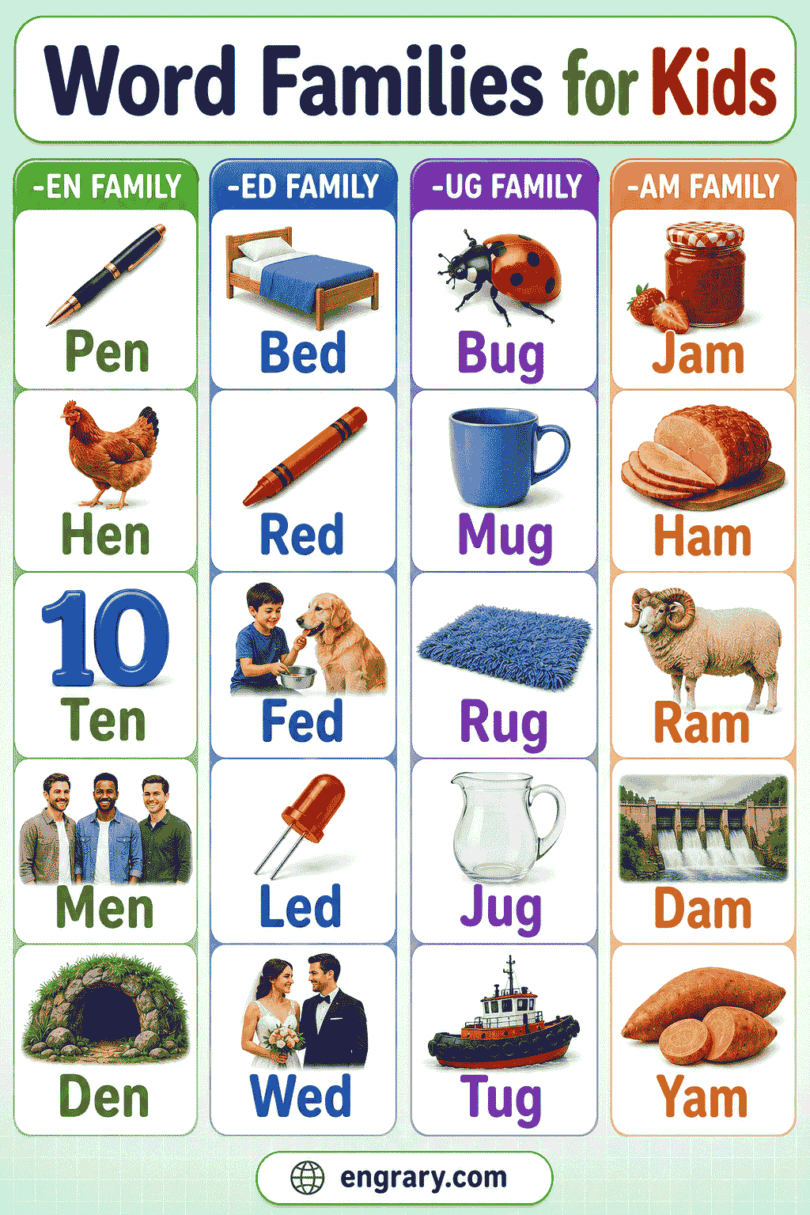 Word Families for Kids: Easy Phonics Patterns • Engrary