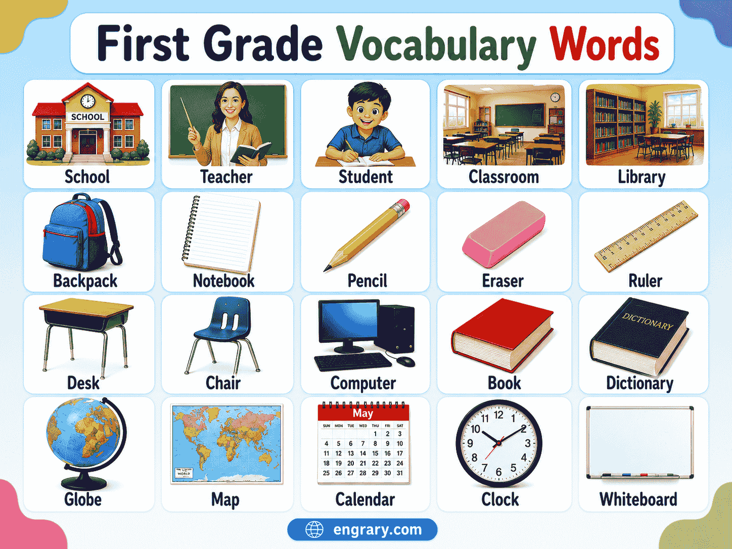 First Grade Word List for Reading, Writing, and Spelling • Engrary
