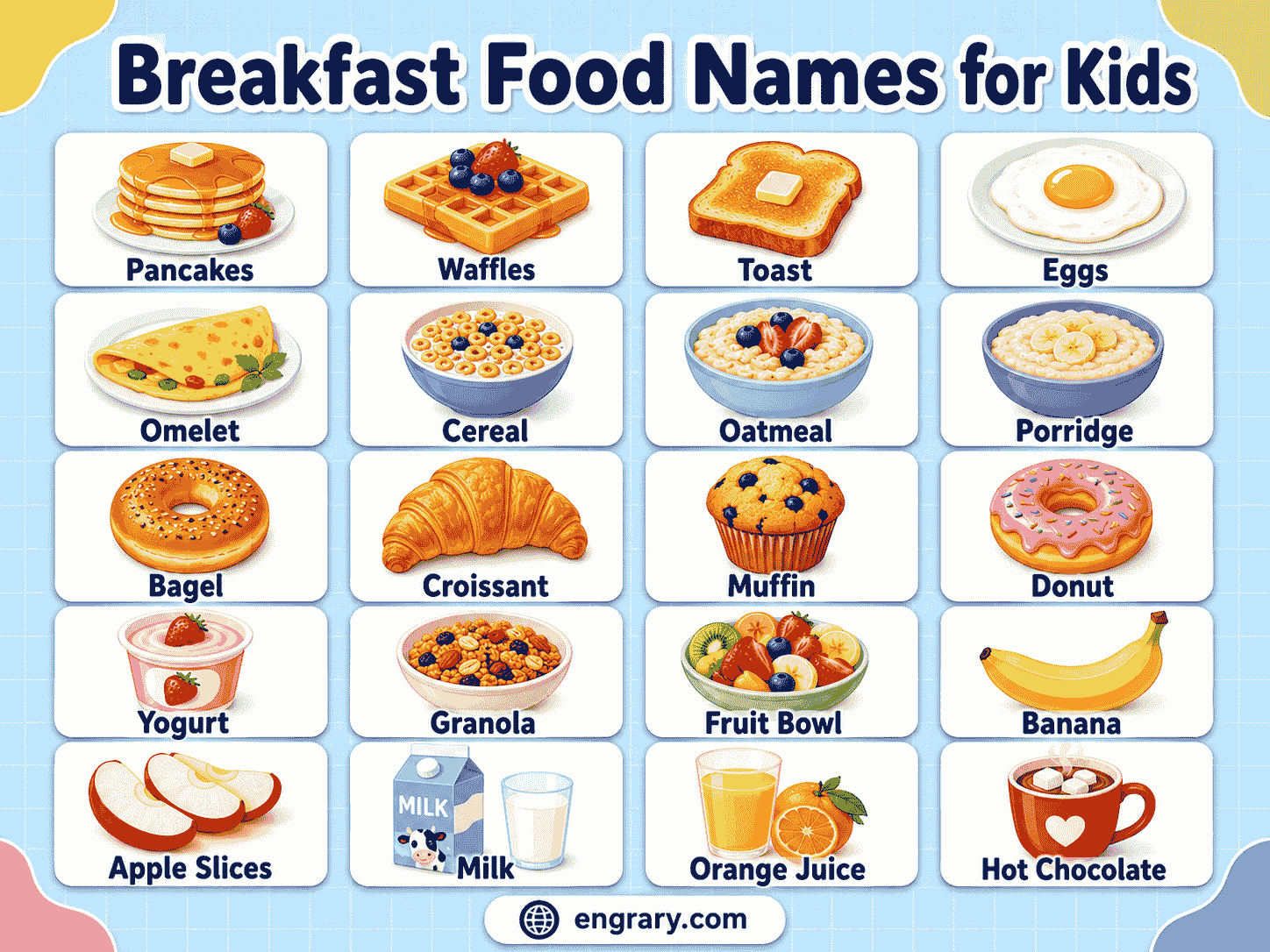 Breakfast Food Names for Kids: List of 80+ Items with Pictures • Engrary