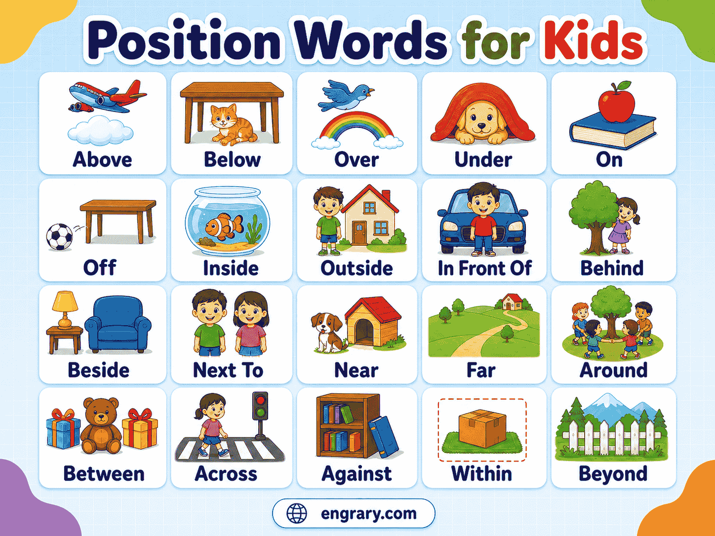 Position Words for Kids: Easy Meanings, Pictures & Examples • Engrary